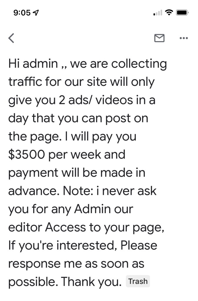 Scam Offer to Put Ads on Your Facebook Page for Big Money- Then Steal ...